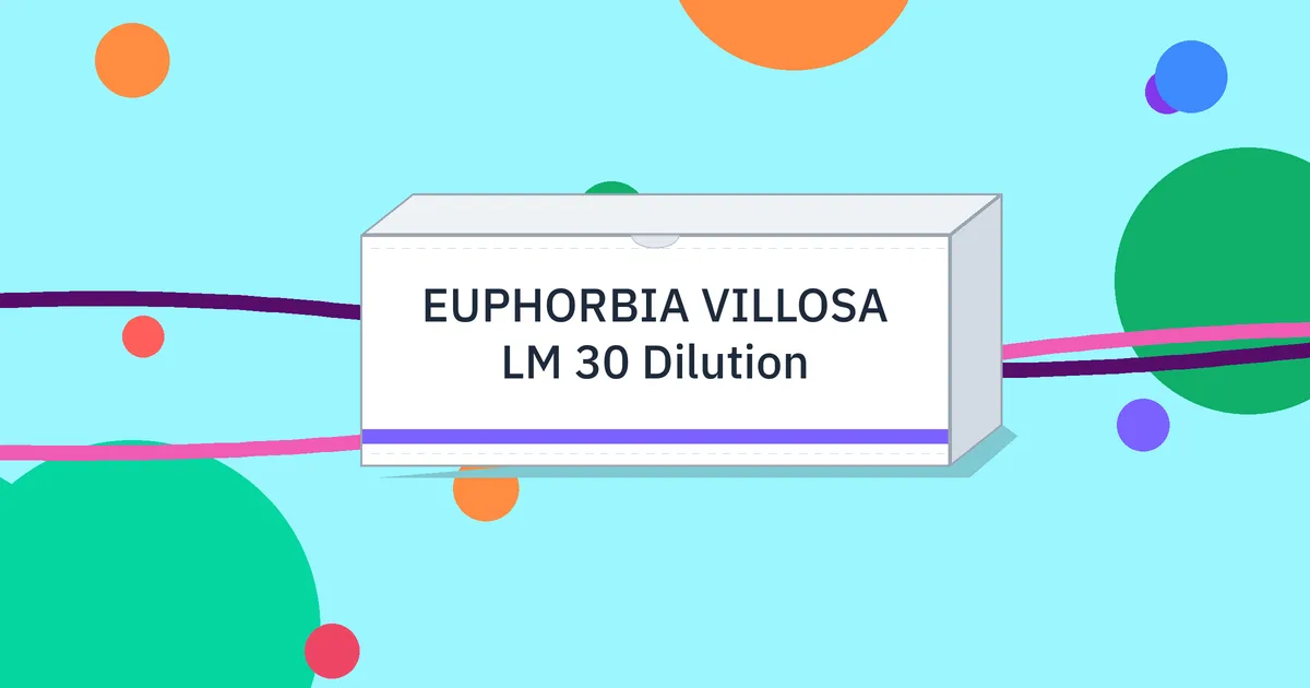 Symbolbild: Packung mit der Aufschrift EUPHORBIA VILLOSA LM 30 Dilution (PZN 13482940) – Verfügbarkeit und Bezug in Apotheken in Frankfurt am Main