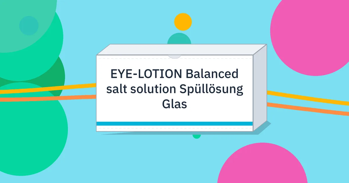 Symbolbild: Packung mit der Aufschrift EYE-LOTION Balanced salt solution Spüllösung Glas (PZN 17843949) – Verfügbarkeit und Bezug in Apotheken in Frankfurt am Main