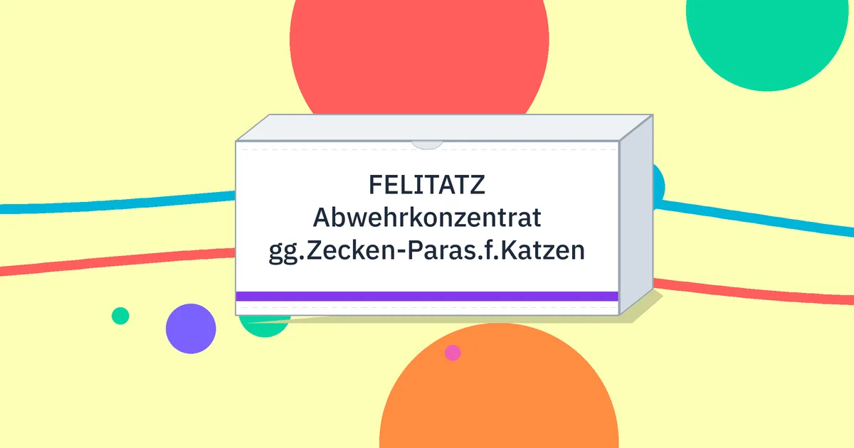 Symbolbild: Packung mit der Aufschrift FELITATZ Abwehrkonzentrat gg.Zecken-Paras.f.Katzen (PZN 18806784) – Verfügbarkeit und Bezug in Apotheken in Frankfurt am Main