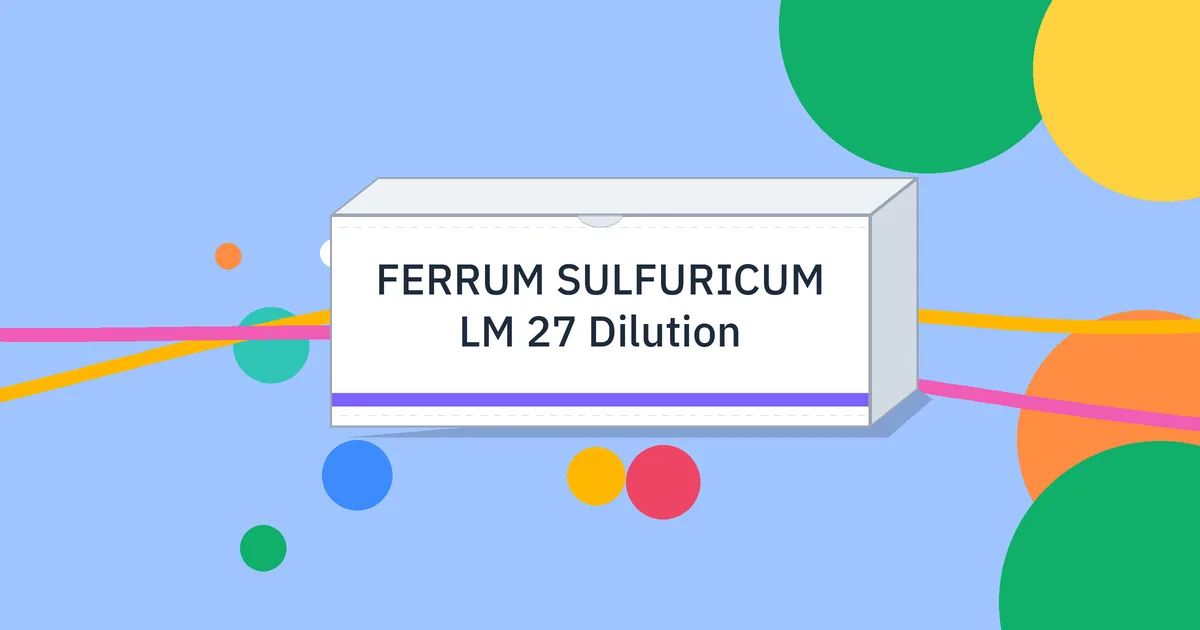 Symbolbild: Packung mit der Aufschrift FERRUM SULFURICUM LM 27 Dilution (PZN 12853699) – Verfügbarkeit und Bezug in Apotheken in Frankfurt am Main