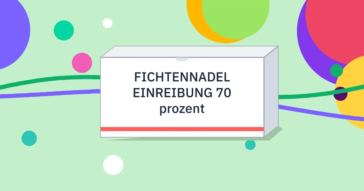 Symbolbild: Packung mit der Aufschrift FICHTENNADEL EINREIBUNG 70 prozent (PZN 00382473) – Verfügbarkeit und Bezug in Apotheken in Frankfurt am Main