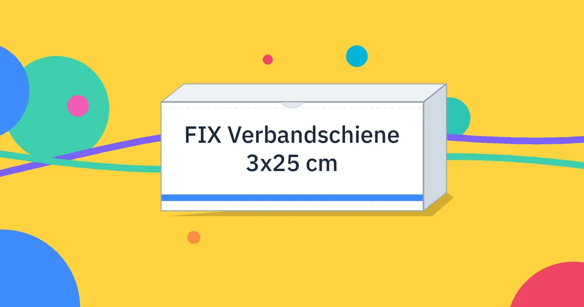 Symbolbild: Packung mit der Aufschrift FIX Verbandschiene 3x25 cm (PZN 06982292) – Verfügbarkeit und Bezug in Apotheken in Frankfurt am Main