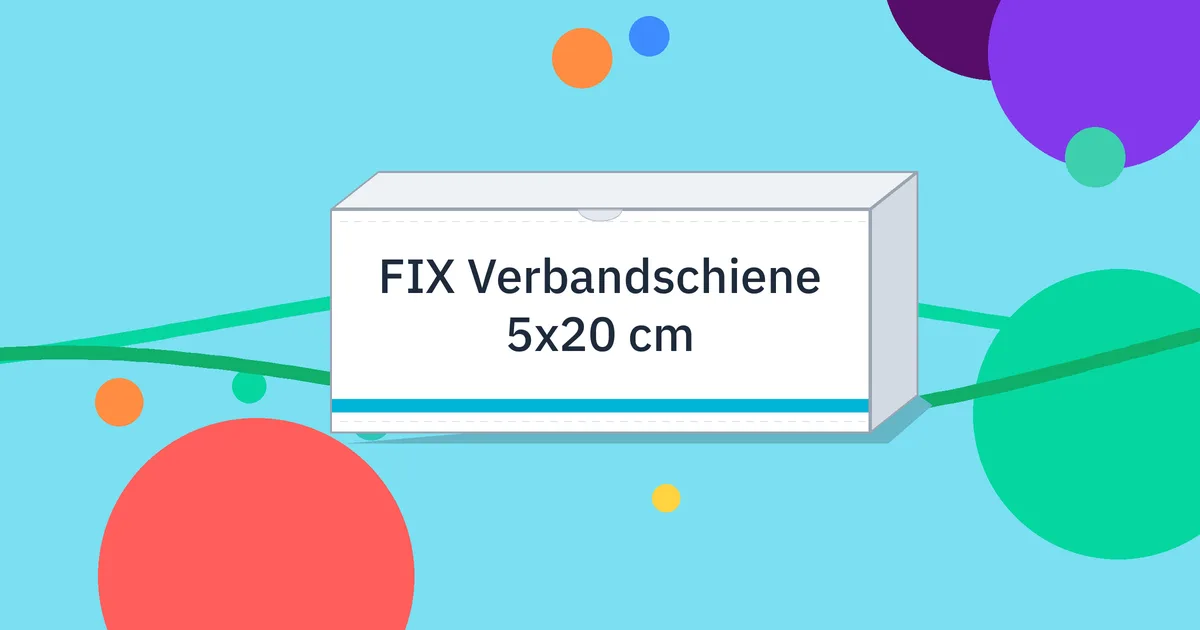Symbolbild: Packung mit der Aufschrift FIX Verbandschiene 5x20 cm (PZN 06982257) – Verfügbarkeit und Bezug in Apotheken in Frankfurt am Main