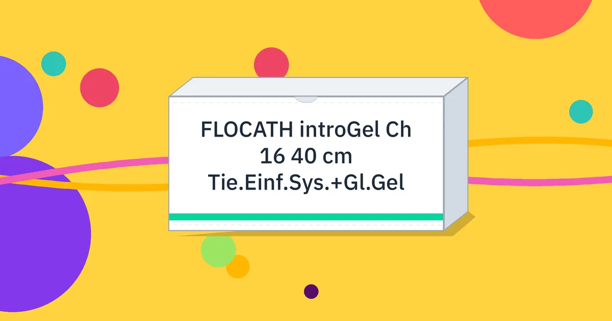 Symbolbild: Packung mit der Aufschrift FLOCATH introGel Ch 16 40 cm Tie.Einf.Sys.+Gl.Gel (PZN 05019079) – Verfügbarkeit und Bezug in Apotheken in Frankfurt am Main