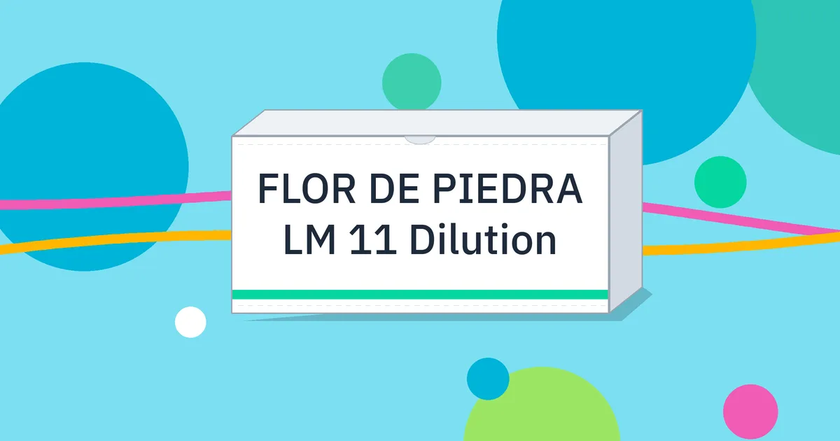 Symbolbild: Packung mit der Aufschrift FLOR DE PIEDRA LM 11 Dilution (PZN 13489238) – Verfügbarkeit und Bezug in Apotheken in Frankfurt am Main