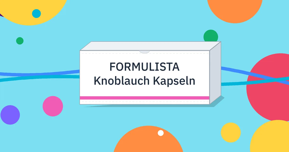 Symbolbild: Packung mit der Aufschrift FORMULISTA Knoblauch Kapseln (PZN 15610448) – Verfügbarkeit und Bezug in Apotheken in Frankfurt am Main
