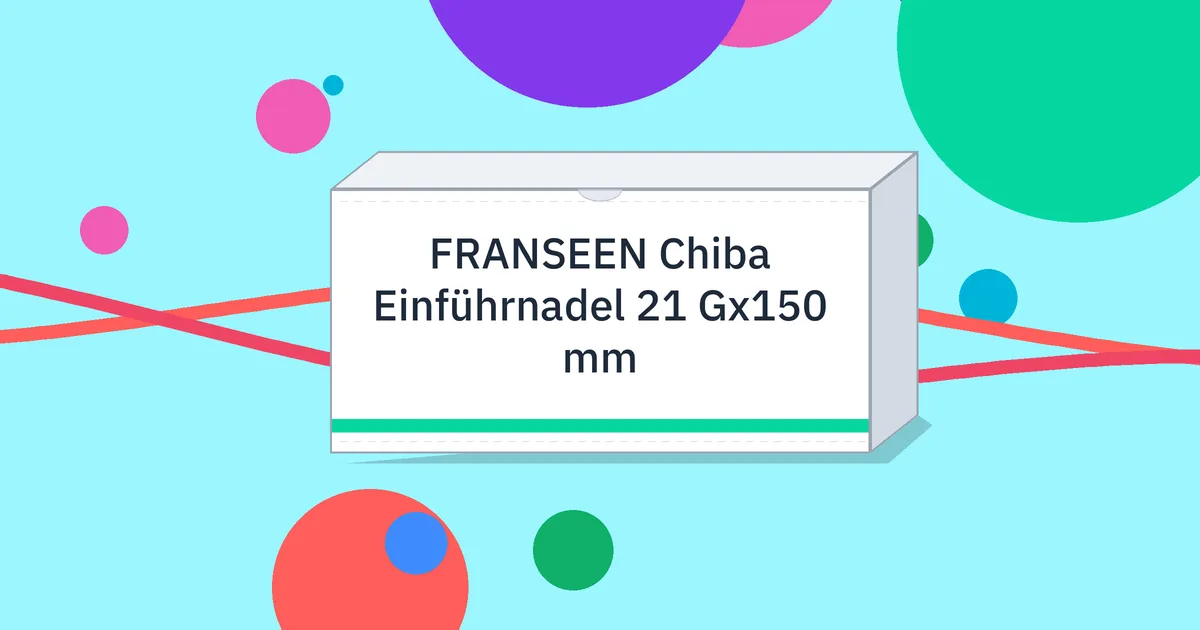 Symbolbild: Packung mit der Aufschrift FRANSEEN Chiba Einführnadel 21 Gx150 mm (PZN 16920381) – Verfügbarkeit und Bezug in Apotheken in Frankfurt am Main