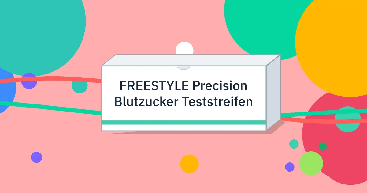 Symbolbild: Packung mit der Aufschrift FREESTYLE Precision Blutzucker Teststreifen (PZN 09728387) – Verfügbarkeit und Bezug in Apotheken in Frankfurt am Main