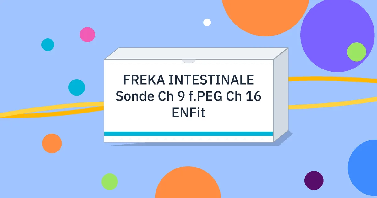Symbolbild: Packung mit der Aufschrift FREKA INTESTINALE Sonde Ch 9 f.PEG Ch 16 ENFit (PZN 18266773) – Verfügbarkeit und Bezug in Apotheken in Frankfurt am Main