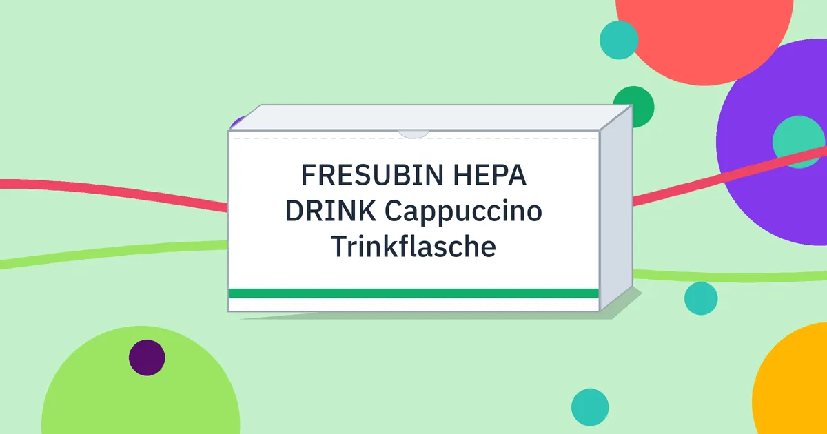 Symbolbild: Packung mit der Aufschrift FRESUBIN HEPA DRINK Cappuccino Trinkflasche (PZN 11591317) – Verfügbarkeit und Bezug in Apotheken in Frankfurt am Main