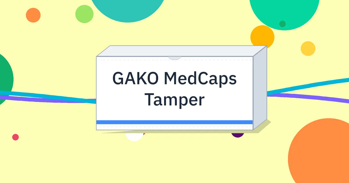 Symbolbild: Packung mit der Aufschrift GAKO MedCaps Tamper (PZN 19729502) – Verfügbarkeit und Bezug in Apotheken in Frankfurt am Main