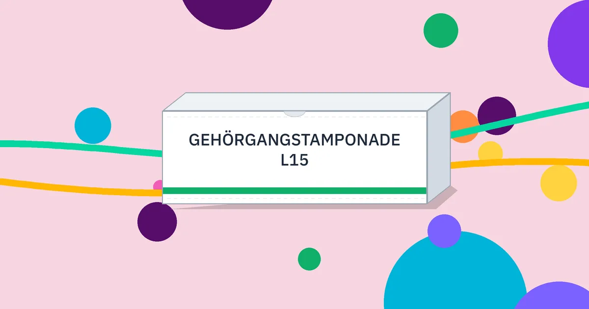 Symbolbild: Packung mit der Aufschrift GEHÖRGANGSTAMPONADE L15 (PZN 05524452) – Verfügbarkeit und Bezug in Apotheken in Frankfurt am Main