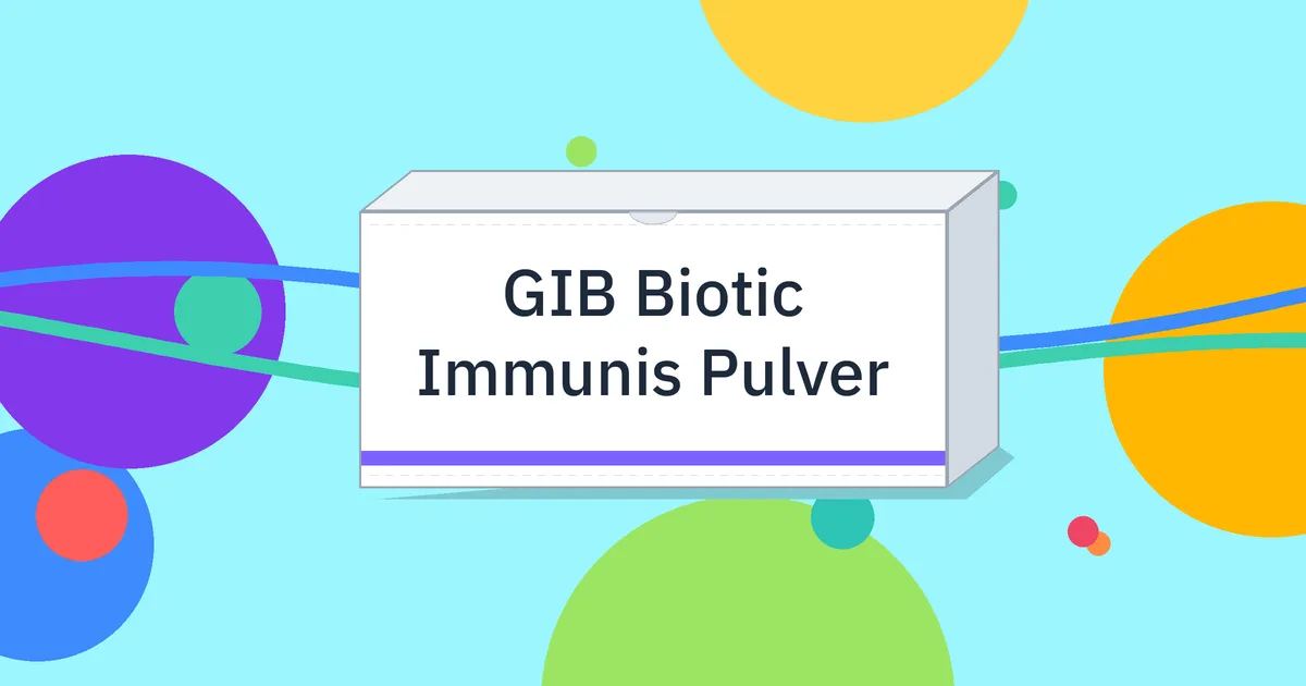 Symbolbild: Packung mit der Aufschrift GIB Biotic Immunis Pulver (PZN 19821780) – Verfügbarkeit und Bezug in Apotheken in Frankfurt am Main