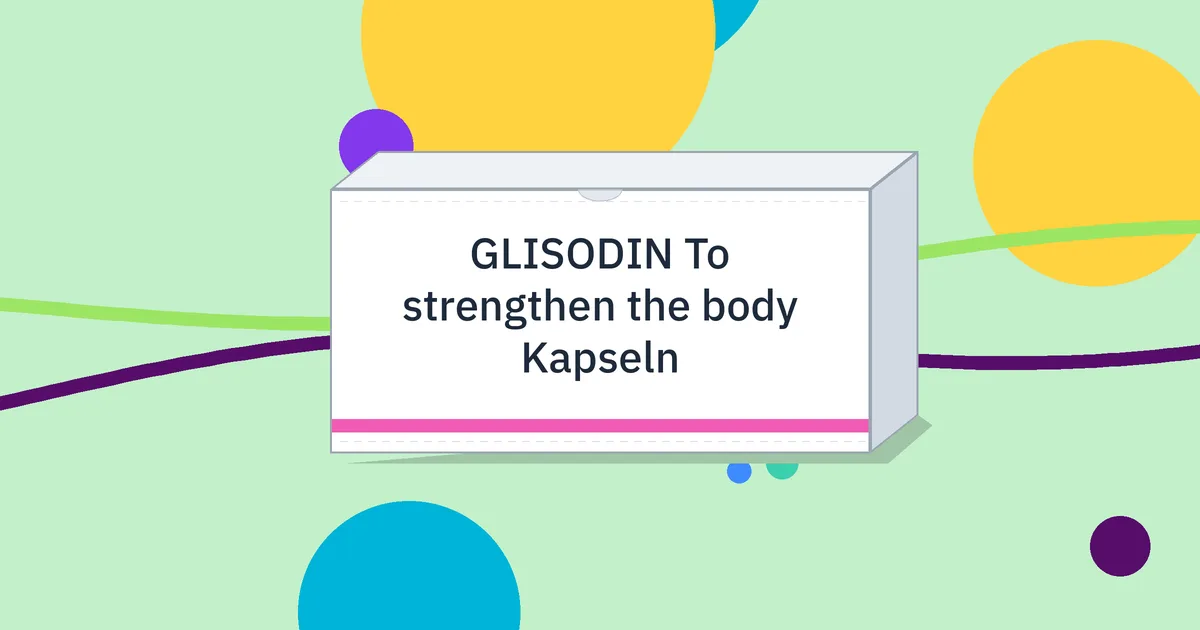 Symbolbild: Packung mit der Aufschrift GLISODIN To strengthen the body Kapseln (PZN 17247420) – Verfügbarkeit und Bezug in Apotheken in Frankfurt am Main