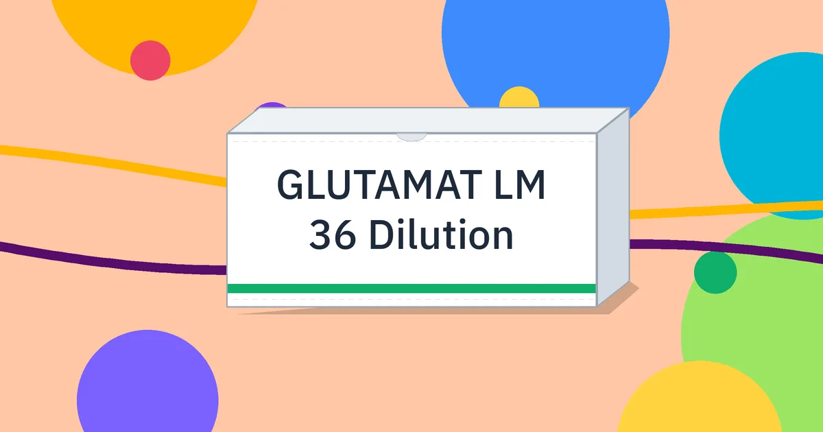 Symbolbild: Packung mit der Aufschrift GLUTAMAT LM 36 Dilution (PZN 12879635) – Verfügbarkeit und Bezug in Apotheken in Frankfurt am Main