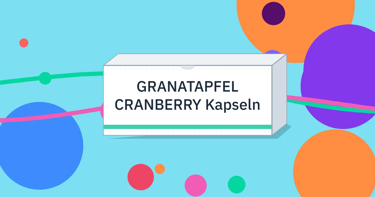 Symbolbild: Packung mit der Aufschrift GRANATAPFEL CRANBERRY Kapseln (PZN 10321610) – Verfügbarkeit und Bezug in Apotheken in Frankfurt am Main