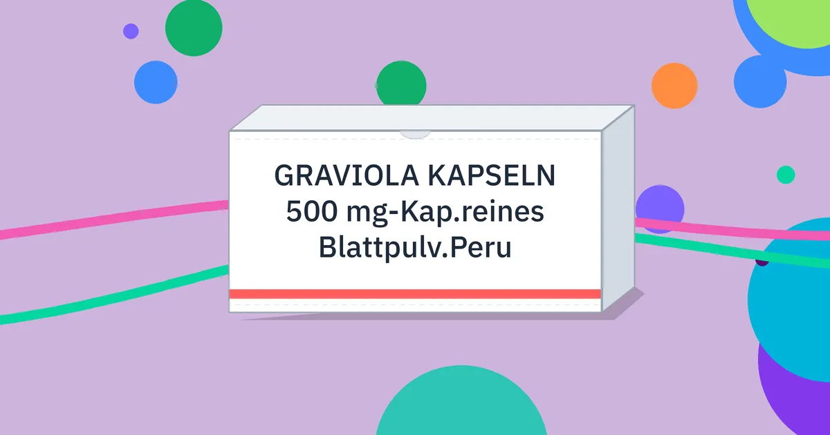 Symbolbild: Packung mit der Aufschrift GRAVIOLA KAPSELN 500 mg-Kap.reines Blattpulv.Peru (PZN 10326004) – Verfügbarkeit und Bezug in Apotheken in Frankfurt am Main