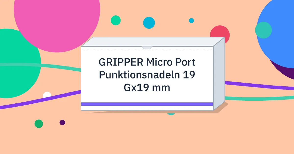 Symbolbild: Packung mit der Aufschrift GRIPPER Micro Port Punktionsnadeln 19 Gx19 mm (PZN 09007311) – Verfügbarkeit und Bezug in Apotheken in Frankfurt am Main