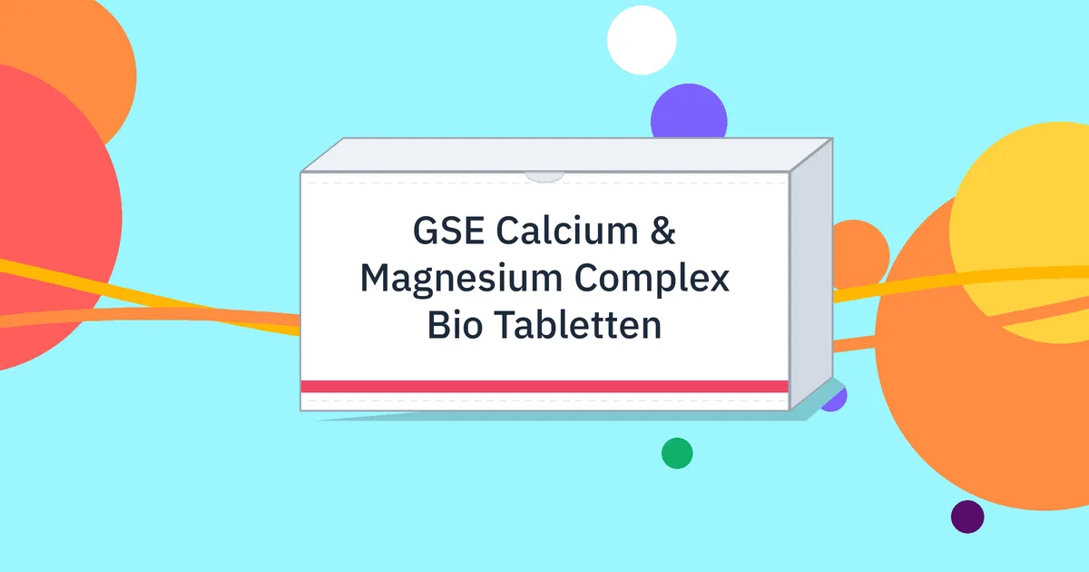 Symbolbild: Packung mit der Aufschrift GSE Calcium & Magnesium Complex Bio Tabletten (PZN 12468518) – Verfügbarkeit und Bezug in Apotheken in Frankfurt am Main