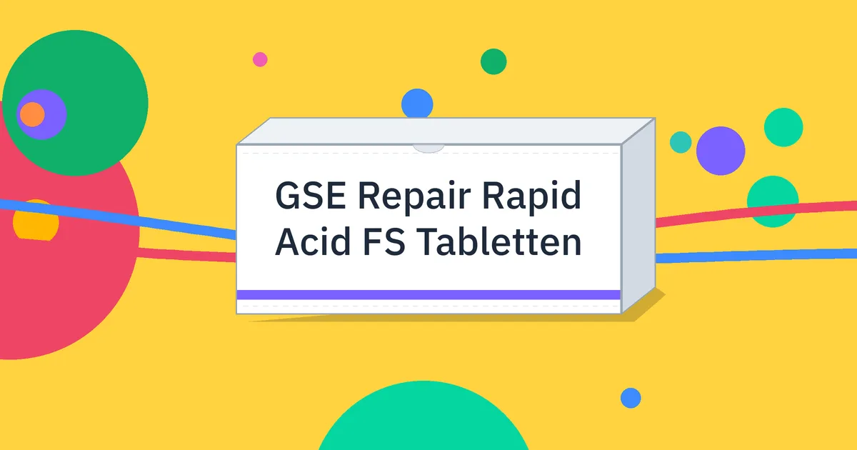 Symbolbild: Packung mit der Aufschrift GSE Repair Rapid Acid FS Tabletten (PZN 20005577) – Verfügbarkeit und Bezug in Apotheken in Frankfurt am Main