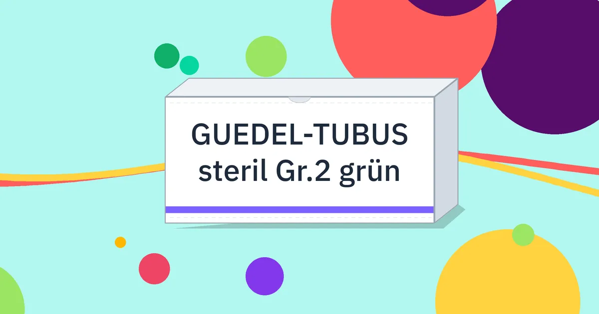 Symbolbild: Packung mit der Aufschrift GUEDEL-TUBUS steril Gr.2 grün (PZN 13833055) – Verfügbarkeit und Bezug in Apotheken in Frankfurt am Main