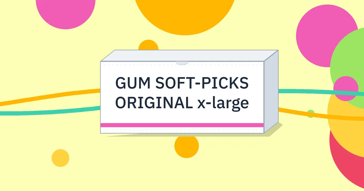 Symbolbild: Packung mit der Aufschrift GUM SOFT-PICKS ORIGINAL x-large (PZN 18828478) – Verfügbarkeit und Bezug in Apotheken in Frankfurt am Main
