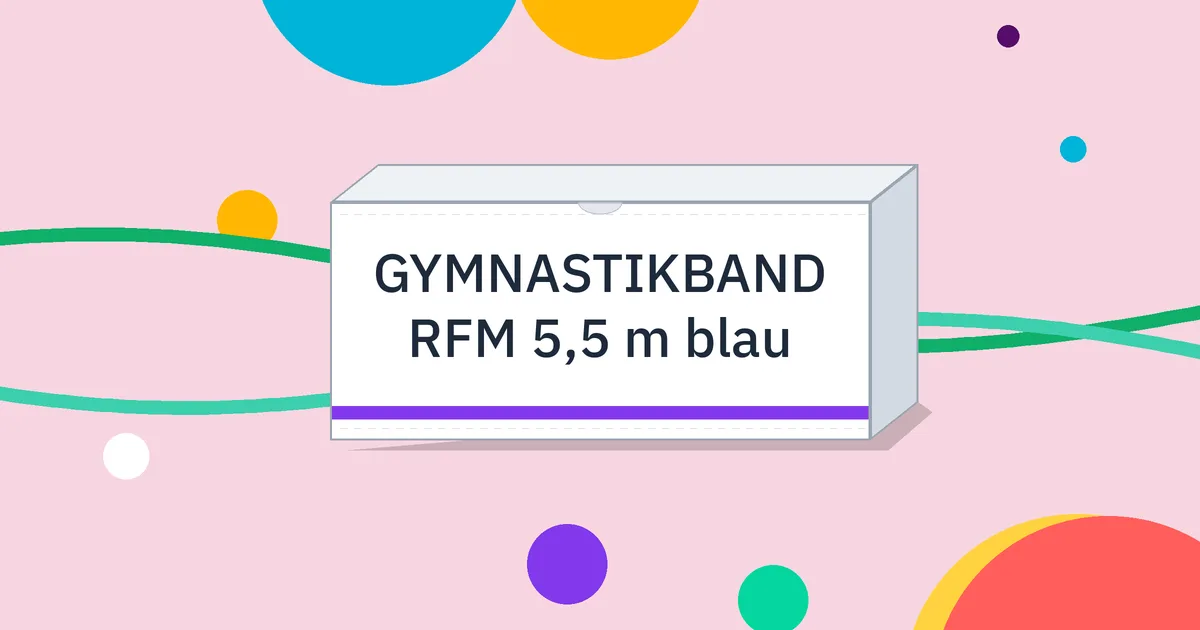 Symbolbild: Packung mit der Aufschrift GYMNASTIKBAND RFM 5,5 m blau (PZN 01204590) – Verfügbarkeit und Bezug in Apotheken in Frankfurt am Main