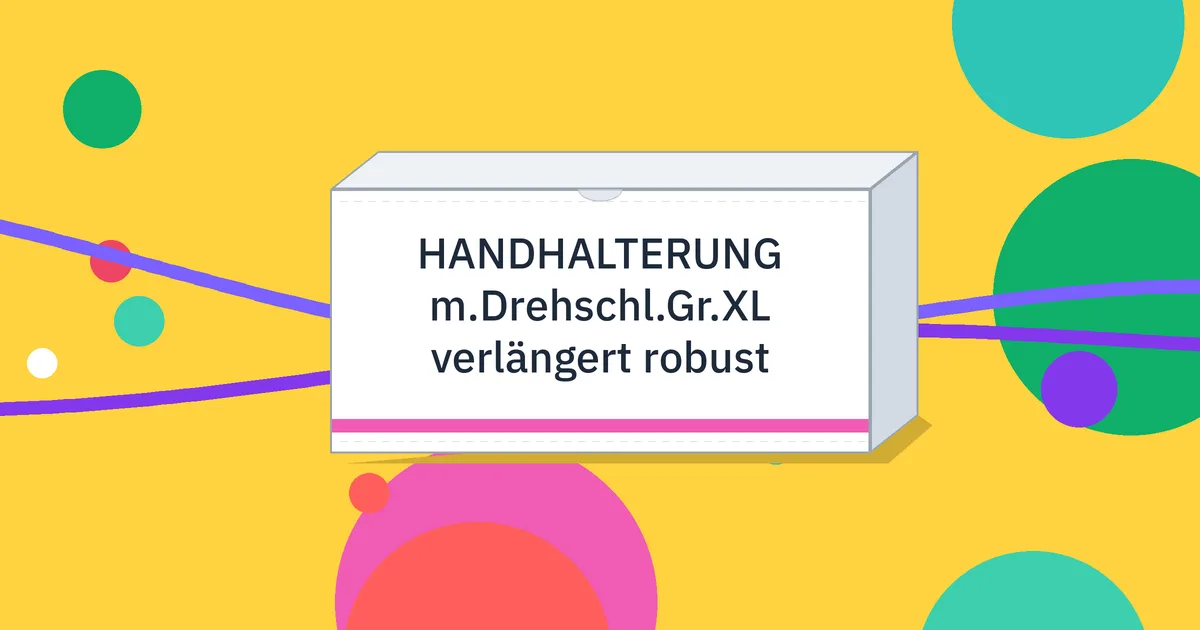 Symbolbild: Packung mit der Aufschrift HANDHALTERUNG m.Drehschl.Gr.XL verlängert robust (PZN 16014582) – Verfügbarkeit und Bezug in Apotheken in Frankfurt am Main