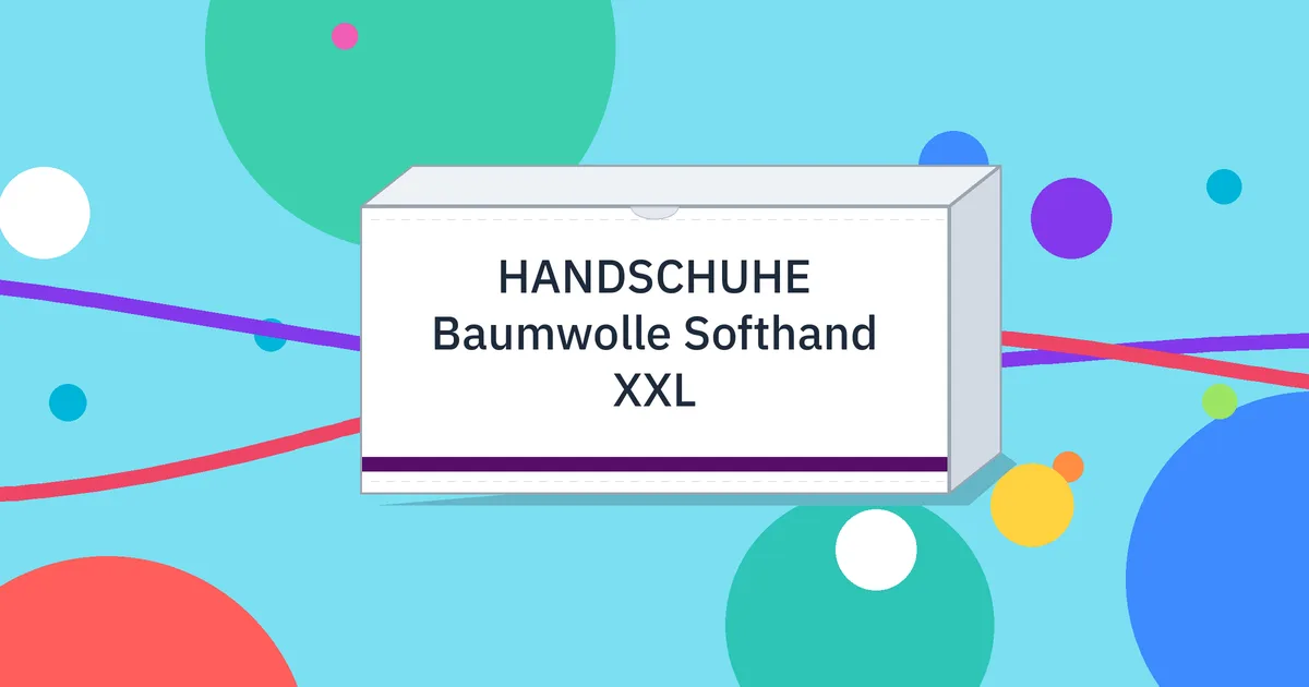 Symbolbild: Packung mit der Aufschrift HANDSCHUHE Baumwolle Softhand XXL (PZN 13343463) – Verfügbarkeit und Bezug in Apotheken in Frankfurt am Main