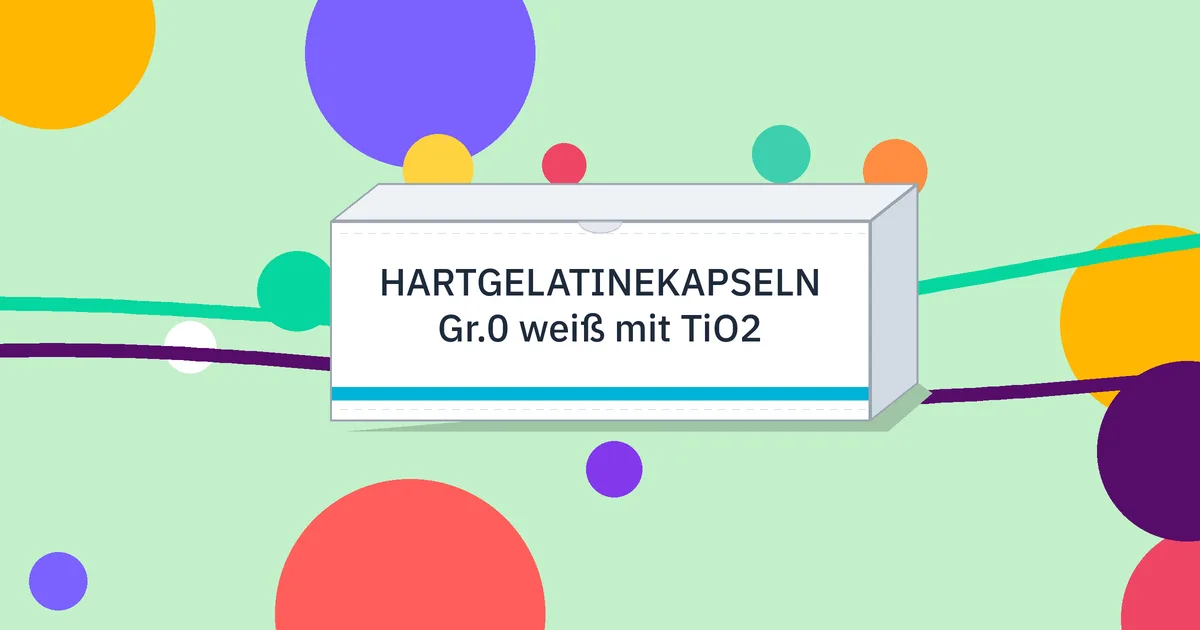 Symbolbild: Packung mit der Aufschrift HARTGELATINEKAPSELN Gr.0 weiß mit TiO2 (PZN 18770187) – Verfügbarkeit und Bezug in Apotheken in Frankfurt am Main