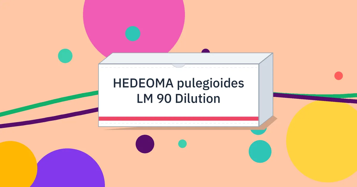 Symbolbild: Packung mit der Aufschrift HEDEOMA pulegioides LM 90 Dilution (PZN 13551440) – Verfügbarkeit und Bezug in Apotheken in Frankfurt am Main