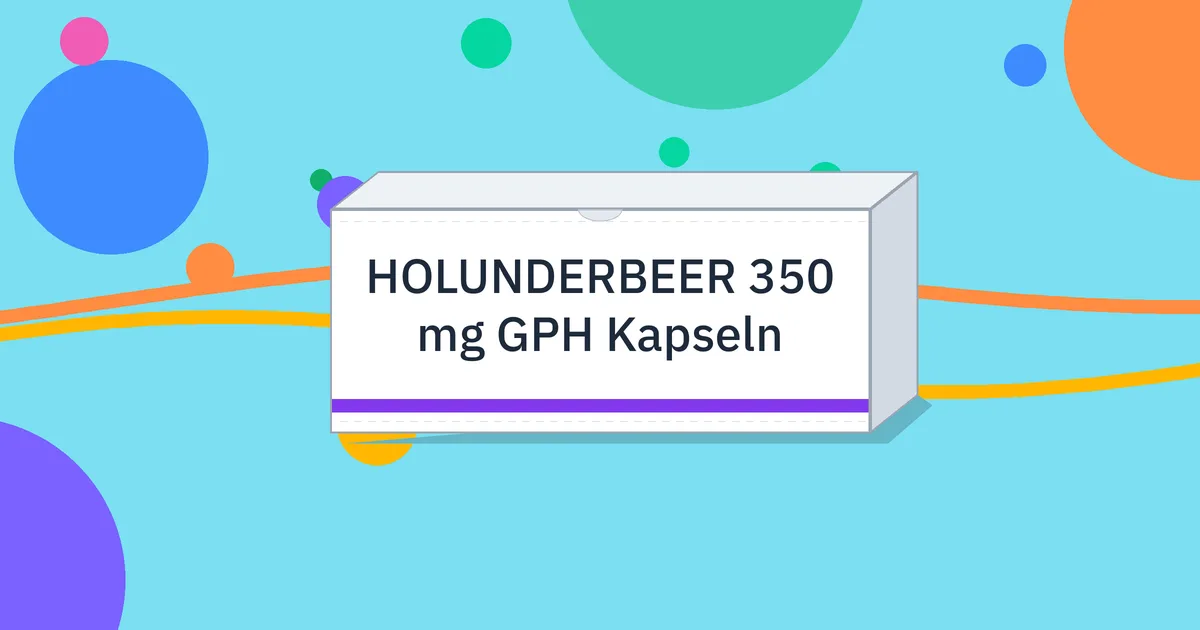 Symbolbild: Packung mit der Aufschrift HOLUNDERBEER 350 mg GPH Kapseln (PZN 06922829) – Verfügbarkeit und Bezug in Apotheken in Frankfurt am Main