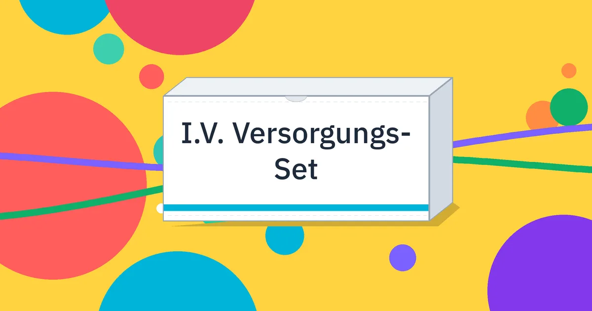 Symbolbild: Packung mit der Aufschrift I.V. Versorgungs-Set (PZN 18195493) – Verfügbarkeit und Bezug in Apotheken in Frankfurt am Main