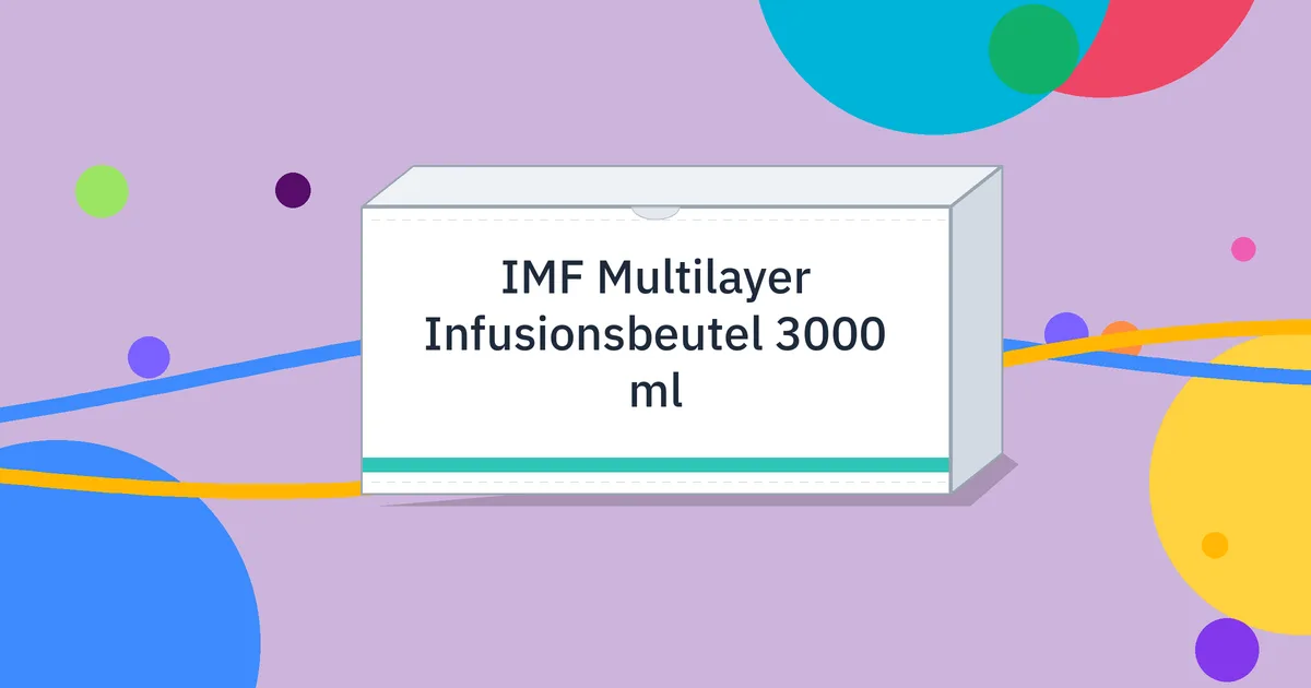 Symbolbild: Packung mit der Aufschrift IMF Multilayer Infusionsbeutel 3000 ml (PZN 17309807) – Verfügbarkeit und Bezug in Apotheken in Frankfurt am Main