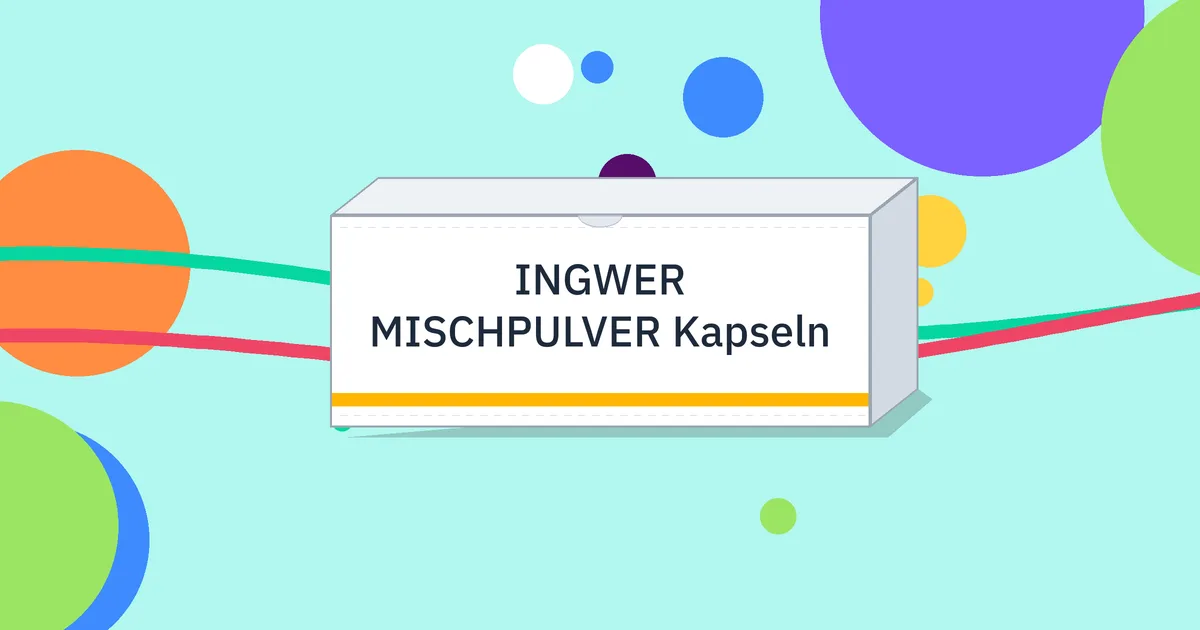 Symbolbild: Packung mit der Aufschrift INGWER MISCHPULVER Kapseln (PZN 16325454) – Verfügbarkeit und Bezug in Apotheken in Frankfurt am Main