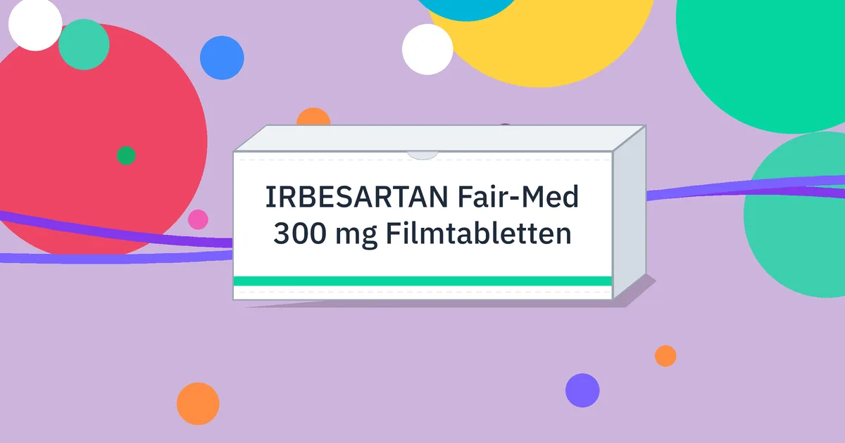 Symbolbild: Packung mit der Aufschrift IRBESARTAN Fair-Med 300 mg Filmtabletten (PZN 12700323) – Verfügbarkeit und Bezug in Apotheken in Frankfurt am Main