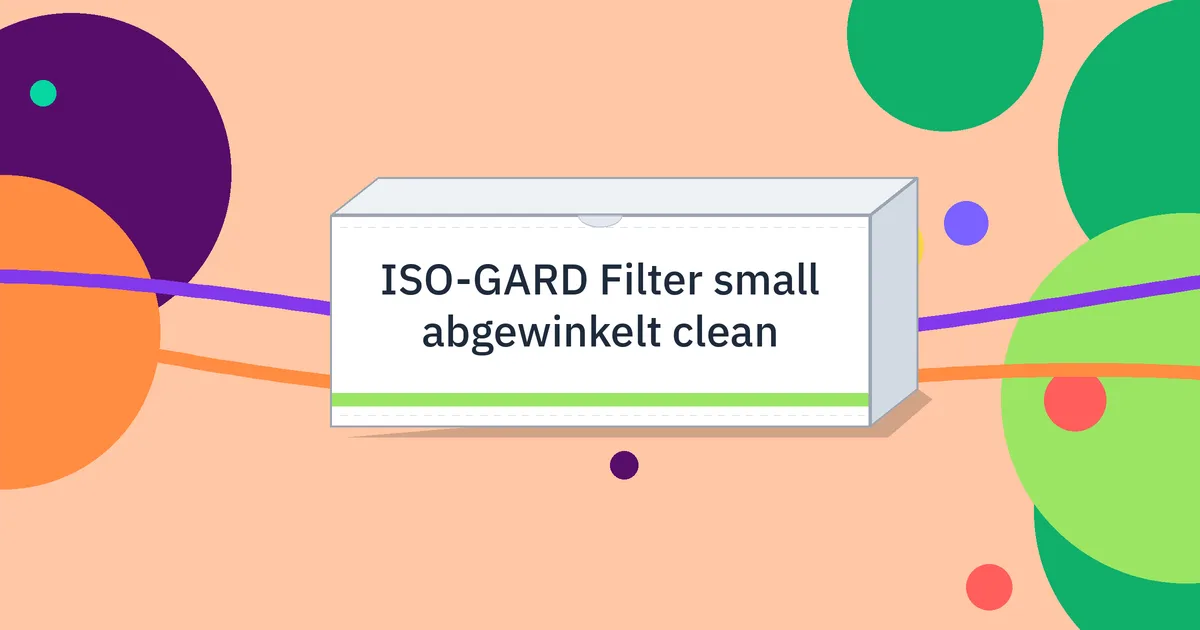 Symbolbild: Packung mit der Aufschrift ISO-GARD Filter small abgewinkelt clean (PZN 05033671) – Verfügbarkeit und Bezug in Apotheken in Frankfurt am Main