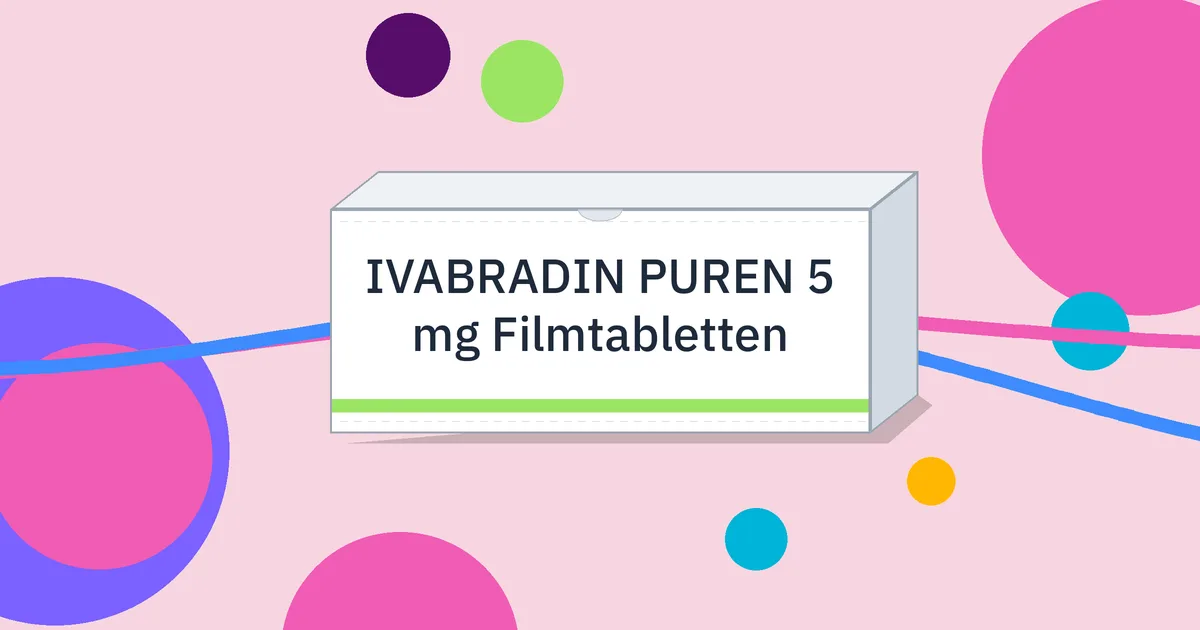 Symbolbild: Packung mit der Aufschrift IVABRADIN PUREN 5 mg Filmtabletten (PZN 12503723) – Verfügbarkeit und Bezug in Apotheken in Frankfurt am Main