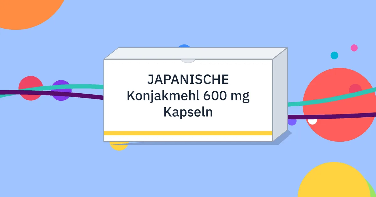 Symbolbild: Packung mit der Aufschrift JAPANISCHE Konjakmehl 600 mg Kapseln (PZN 00943457) – Verfügbarkeit und Bezug in Apotheken in Frankfurt am Main