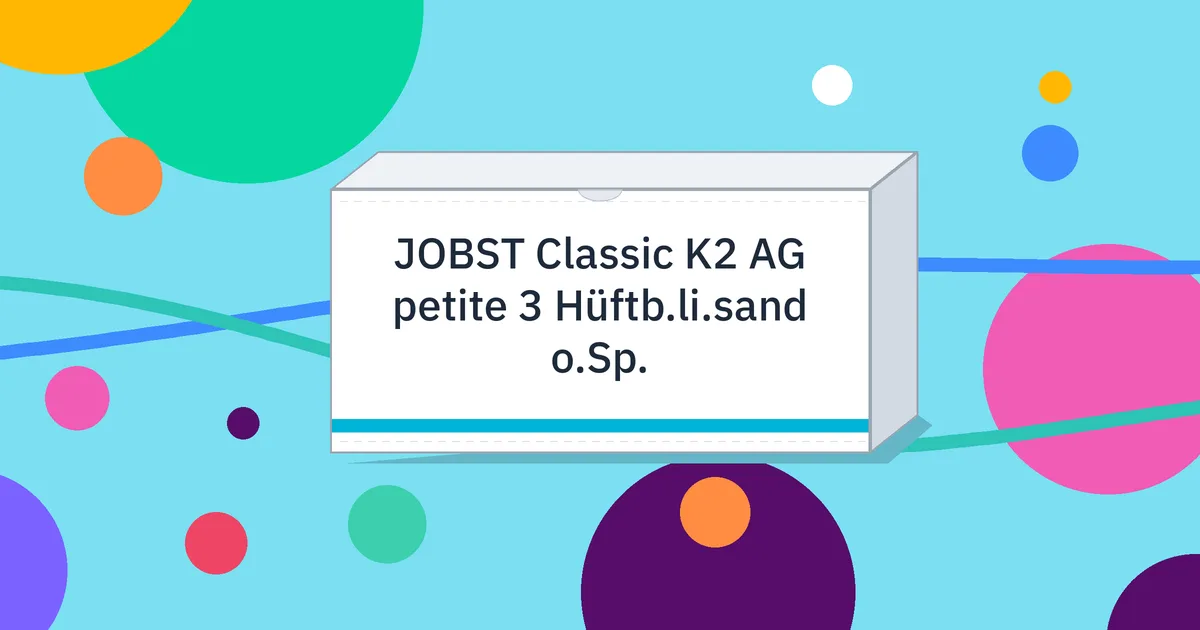 Symbolbild: Packung mit der Aufschrift JOBST Classic K2 AG petite 3 Hüftb.li.sand o.Sp. (PZN 13064585) – Verfügbarkeit und Bezug in Apotheken in Frankfurt am Main