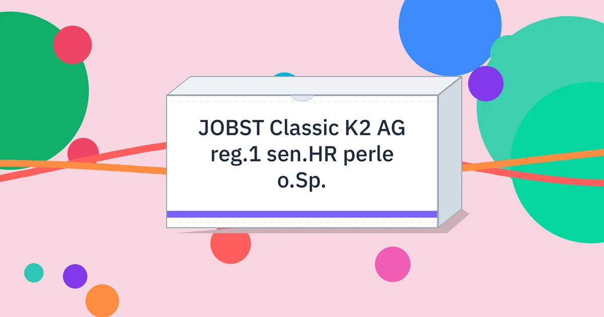 Symbolbild: Packung mit der Aufschrift JOBST Classic K2 AG reg.1 sen.HR perle o.Sp. (PZN 17959876) – Verfügbarkeit und Bezug in Apotheken in Frankfurt am Main