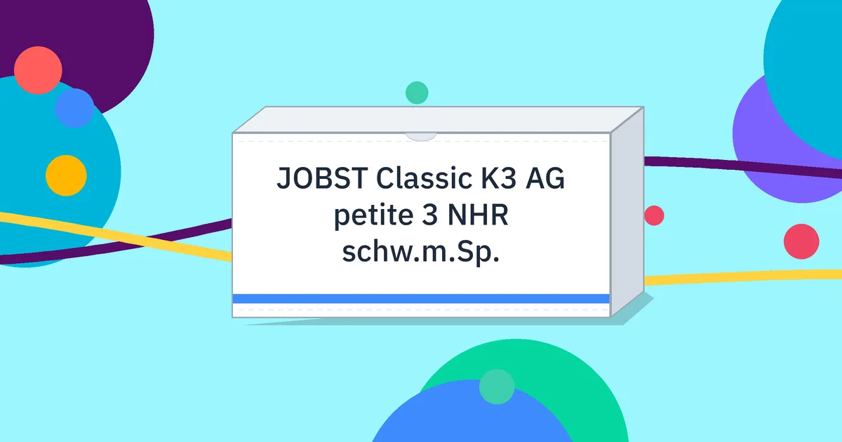 Symbolbild: Packung mit der Aufschrift JOBST Classic K3 AG petite 3 NHR schw.m.Sp. (PZN 13072627) – Verfügbarkeit und Bezug in Apotheken in Frankfurt am Main
