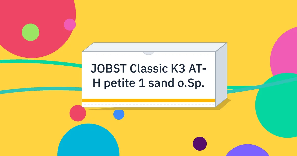 Symbolbild: Packung mit der Aufschrift JOBST Classic K3 AT-H petite 1 sand o.Sp. (PZN 13076938) – Verfügbarkeit und Bezug in Apotheken in Frankfurt am Main