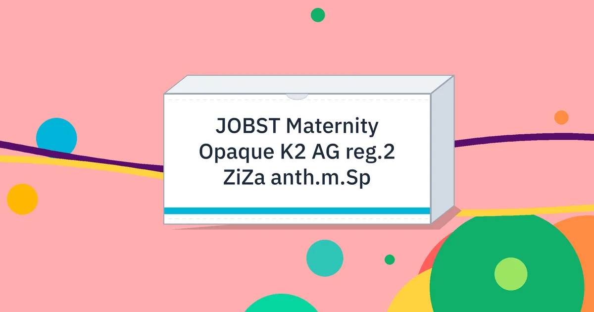 Symbolbild: Packung mit der Aufschrift JOBST Maternity Opaque K2 AG reg.2 ZiZa anth.m.Sp (PZN 15855842) – Verfügbarkeit und Bezug in Apotheken in Frankfurt am Main