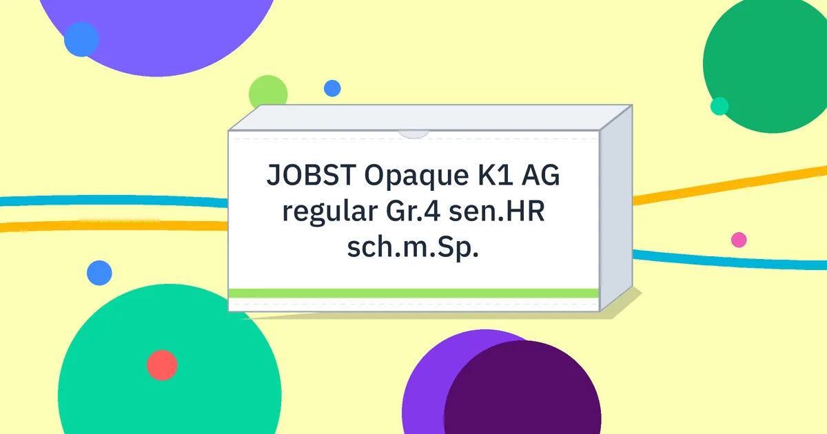 Symbolbild: Packung mit der Aufschrift JOBST Opaque K1 AG regular Gr.4 sen.HR sch.m.Sp. (PZN 13092819) – Verfügbarkeit und Bezug in Apotheken in Frankfurt am Main