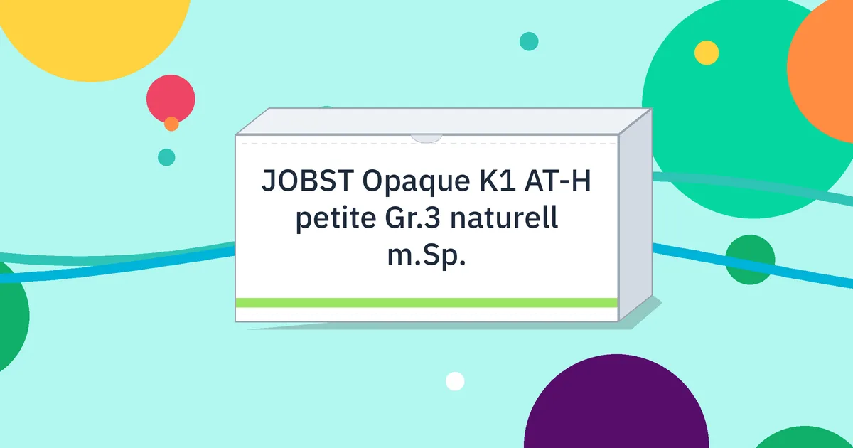 Symbolbild: Packung mit der Aufschrift JOBST Opaque K1 AT-H petite Gr.3 naturell m.Sp. (PZN 13102015) – Verfügbarkeit und Bezug in Apotheken in Frankfurt am Main