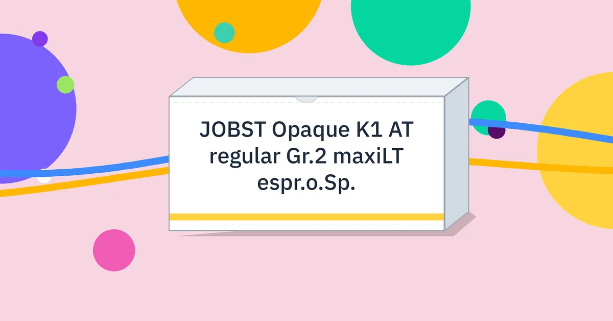 Symbolbild: Packung mit der Aufschrift JOBST Opaque K1 AT regular Gr.2 maxiLT espr.o.Sp. (PZN 16275420) – Verfügbarkeit und Bezug in Apotheken in Frankfurt am Main