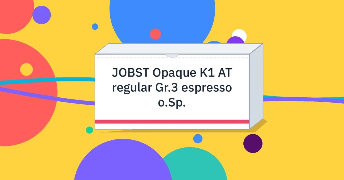 Symbolbild: Packung mit der Aufschrift JOBST Opaque K1 AT regular Gr.3 espresso o.Sp. (PZN 16275325) – Verfügbarkeit und Bezug in Apotheken in Frankfurt am Main