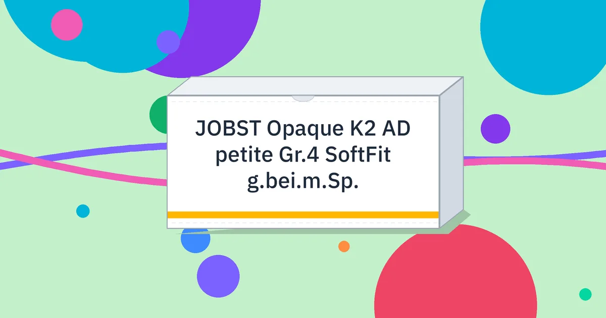 Symbolbild: Packung mit der Aufschrift JOBST Opaque K2 AD petite Gr.4 SoftFit g.bei.m.Sp. (PZN 16278789) – Verfügbarkeit und Bezug in Apotheken in Frankfurt am Main