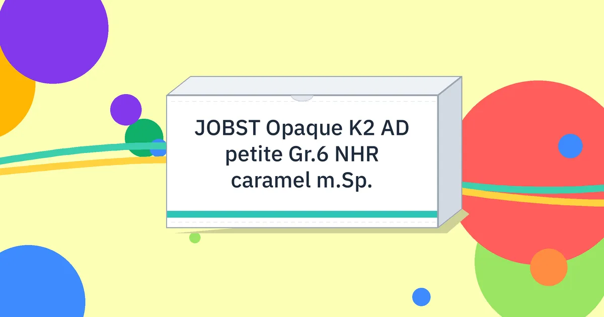 Symbolbild: Packung mit der Aufschrift JOBST Opaque K2 AD petite Gr.6 NHR caramel m.Sp. (PZN 13108868) – Verfügbarkeit und Bezug in Apotheken in Frankfurt am Main